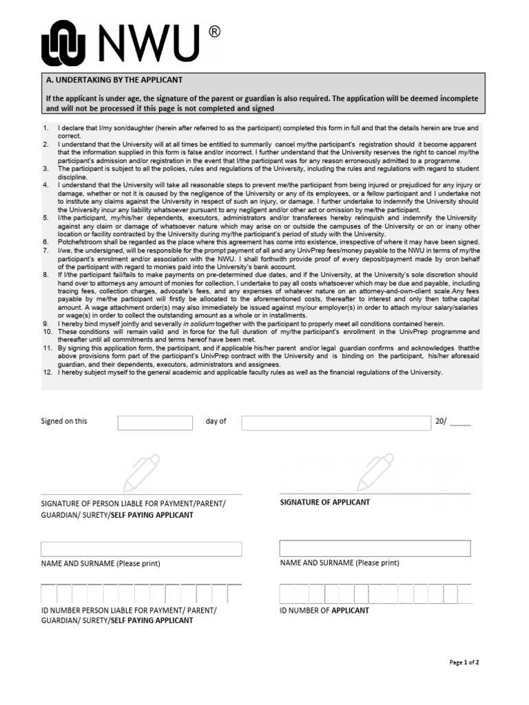UnivPrep Undertaking Form 2023 | PDF | Internet | Legal Liability