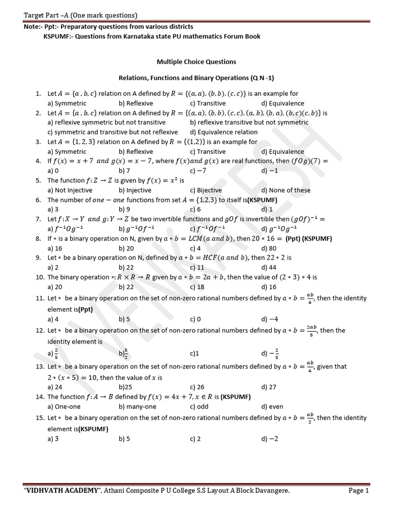 Target Part A Questions Final | PDF | Matrix (Mathematics ...
