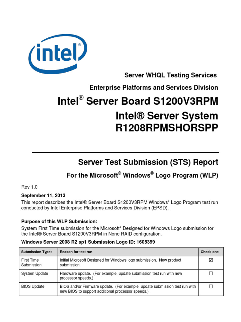 S1200v3rpmwindows2008r2sp1 Sts Report Rev1 0 | PDF | Microsoft Windows | Windows Server 2008