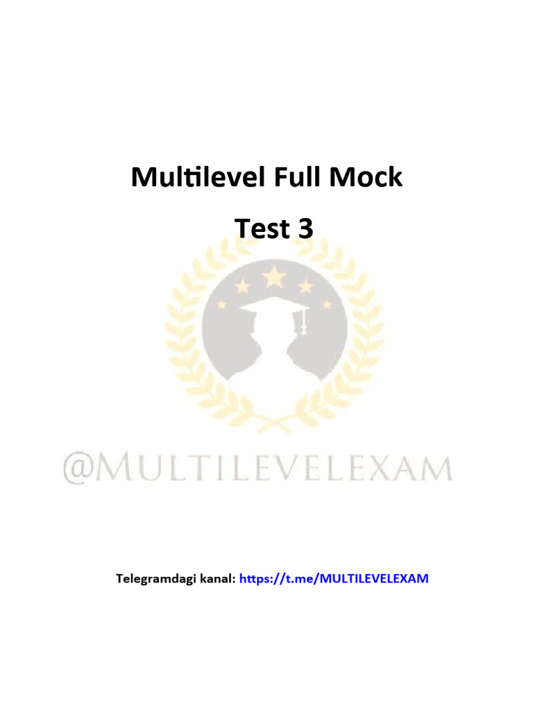 Multilevel Full Mock Test 3 | PDF | Bbc | Happiness