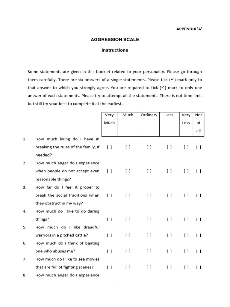 Aggression Scale of Roma Pal ok | PDF | Anger