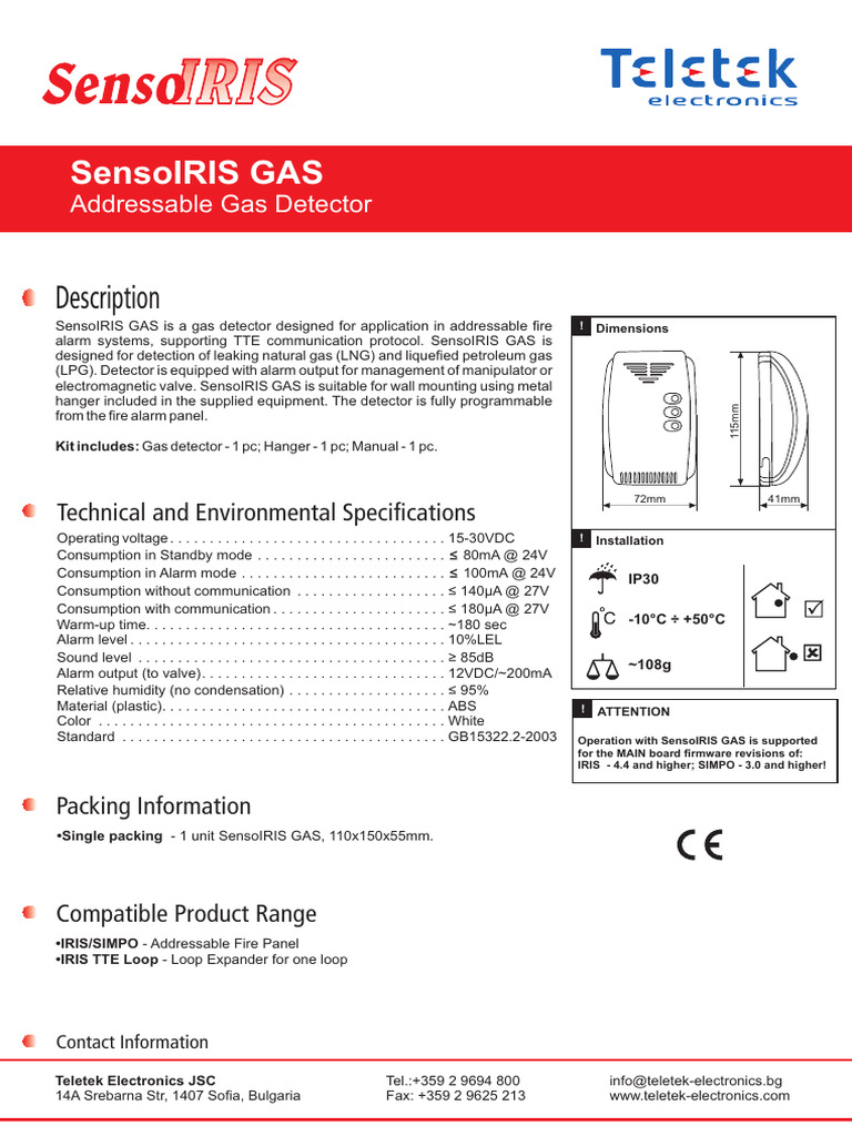 SensoIRIS GAS | PDF | Natural Gas | Liquefied Petroleum Gas