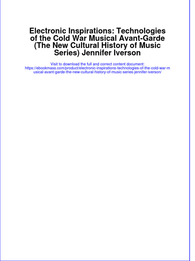 Electronic Inspirations Technologies of The Cold War Musical Avant ...