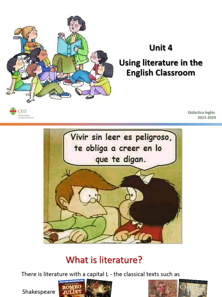 Didáctica 2023 Unit 4. Using Literature in The Classroom Part I | PDF | Learning | Reading ...