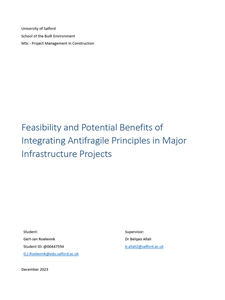 Feasibility and Potential Benefits of Integrating Antifragile Principles in Major Infrastructure ...
