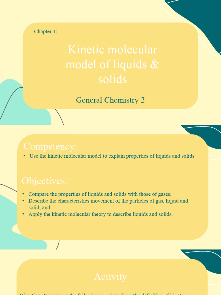 Kinetic Molecular Model of Liquids & Solids | PDF | Liquids | Gases