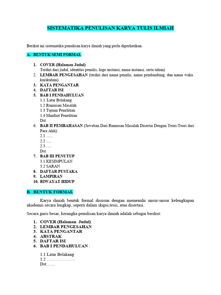 Sistematika Penulisan Kti | PDF | Seni