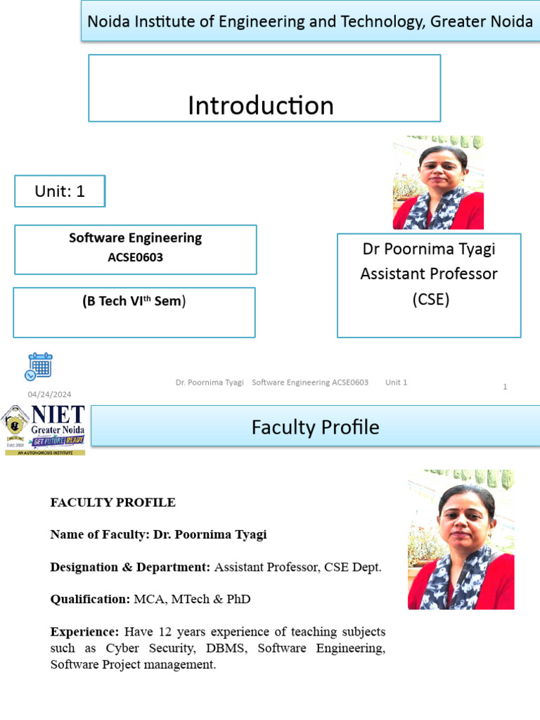 Unit1 - Dr. Poornima Tyagi | Download Free PDF | Software Development Process | Software Quality