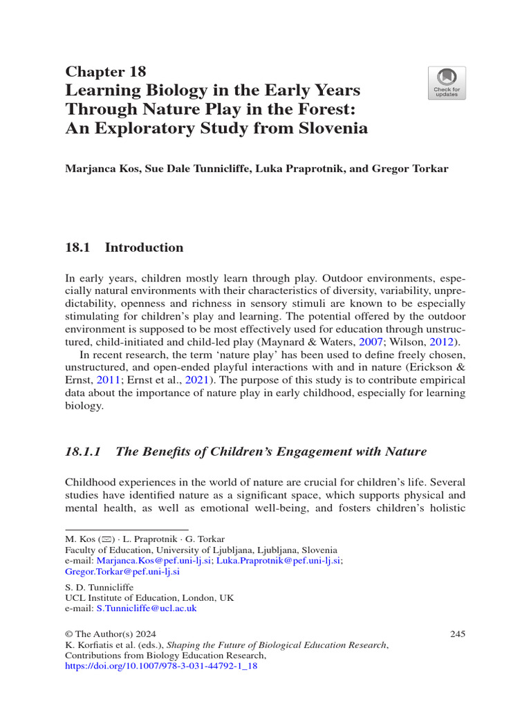 Learning Biology in The Early Years Through Nature | PDF | Learning ...