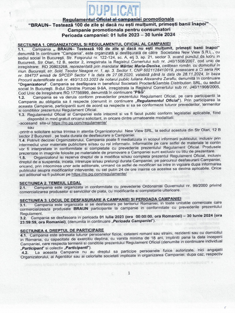 Regulamentul Oficial Al Campaniei Braun Testeaza 100 de Zile Si Daca Nu ...