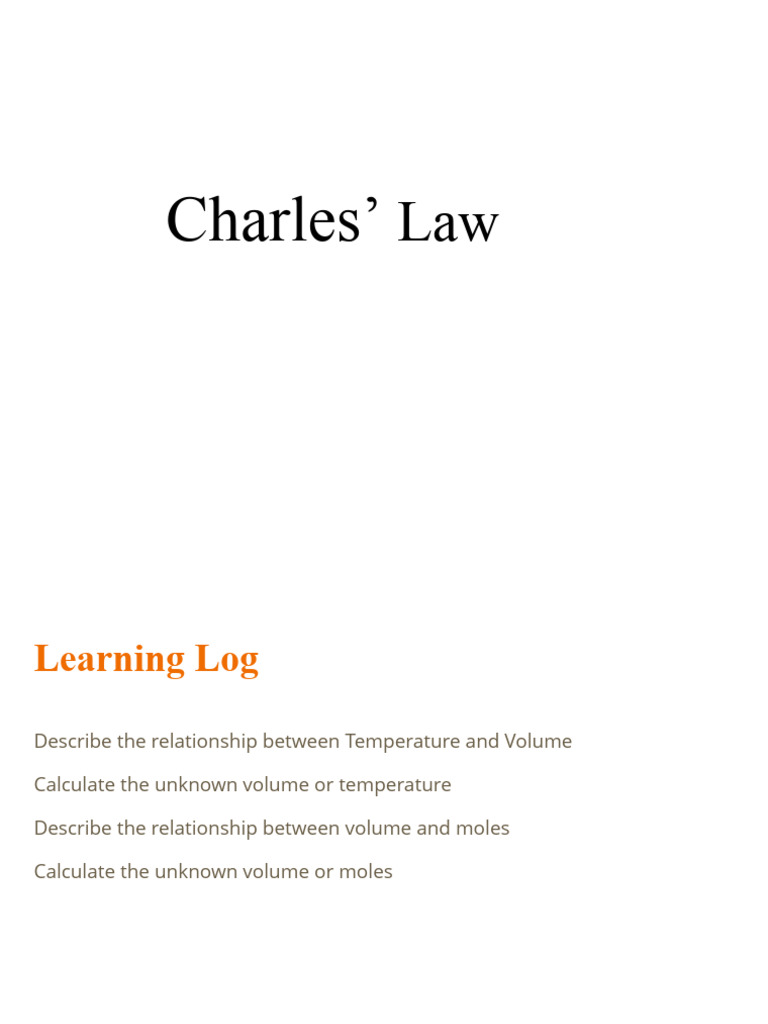 Charles' Law for Science Students | PDF | Temperature | Gases