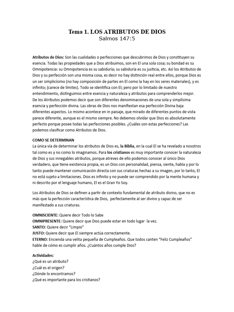 Atributos De Dios Pdf Jesús María Madre De Jesús