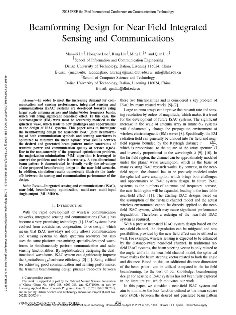 Beamforming Design For Near-Field Integrated Sensing and Communications ...