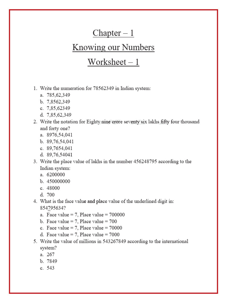 Chapter 1 Maths Class 6 | PDF | Mathematical Notation | Numbers Chapter 1 Maths Class 6 | PDF | Mathematical Notation | Numbers