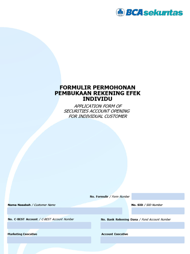 PT Bca Sekuritas Formulir Individu16022024 Rev | PDF