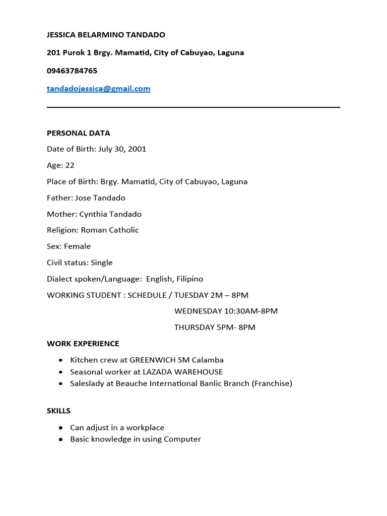 Jessica Tandado's Resume | PDF