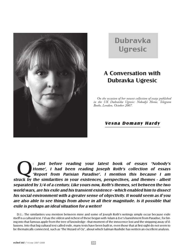 Ugresic, Dubravka - A Conversation With Dubravka Ugresic (2007) | PDF ...