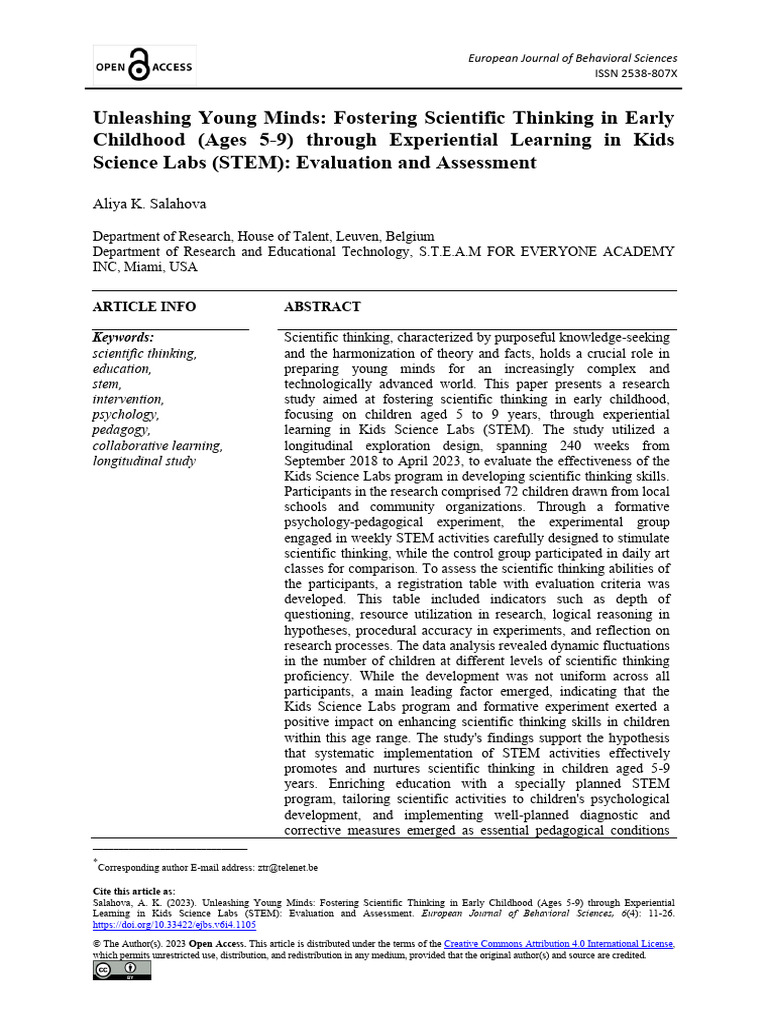 Unleashing Young Minds Fostering Scientific Thinki | PDF | Thought ... Unleashing Young Minds Fostering Scientific Thinki | PDF | Thought ...