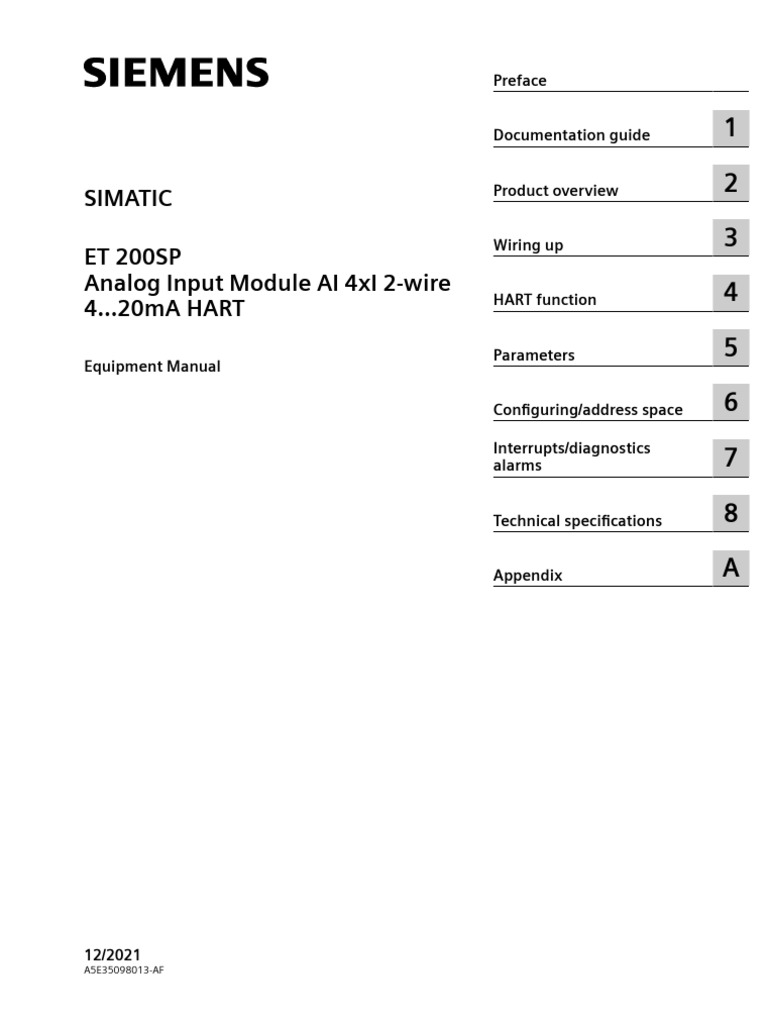 Et200sp Ai 4xi 2 Wire4to20ma HART Manual en US en-US | Download Free PDF | Computing | Computer ...