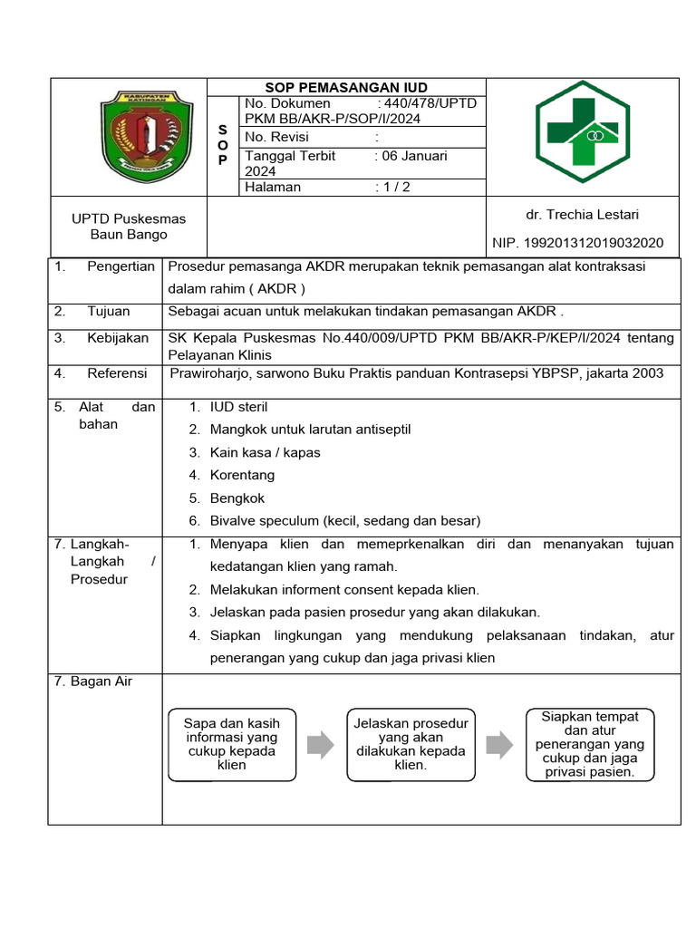 Sop Pemasangan-Iud | PDF