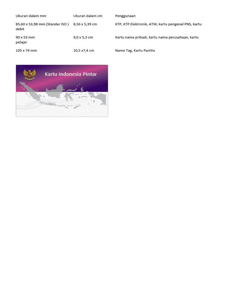 Ukuran Id Card | PDF
