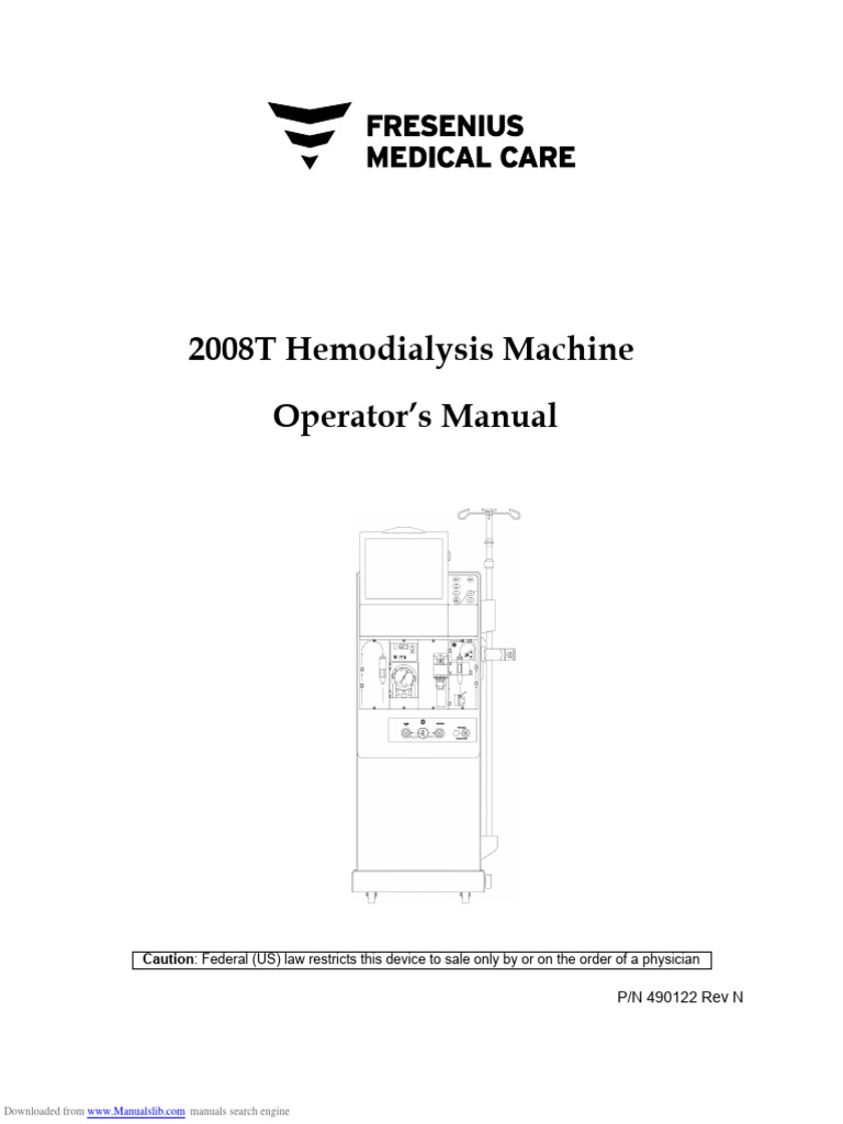 2008T Hemodialysis Machine Operator's Manual | Download Free PDF ...