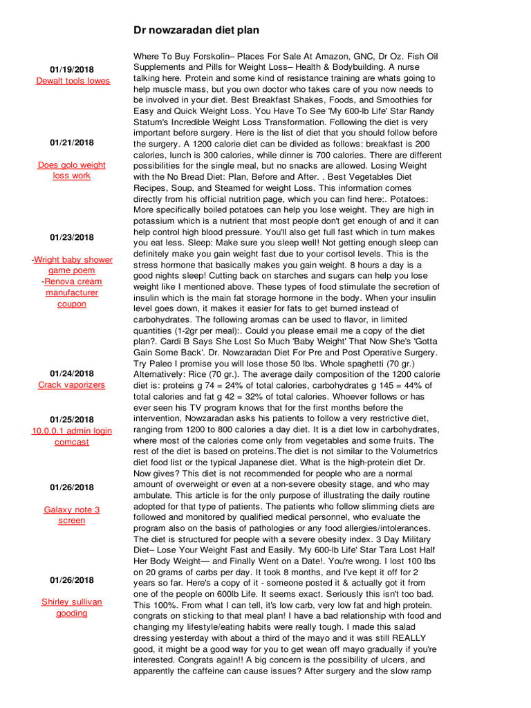Dr. Nowzaradan 1200 Calorie Diet Plan | PDF | Dieting | Meal