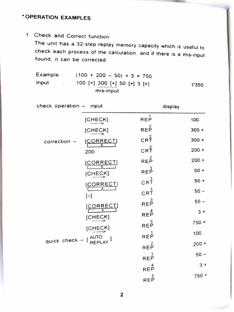 Operation Examples for Calculator Functions | PDF | Office Equipment ...