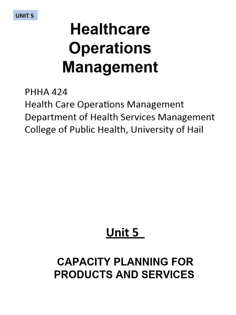 Capacity Planning in Healthcare Operations | PDF | Health Care ...