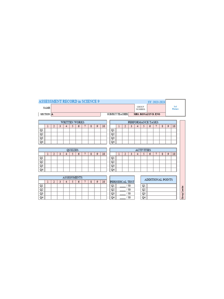 Assessment Record - Index Card | PDF
