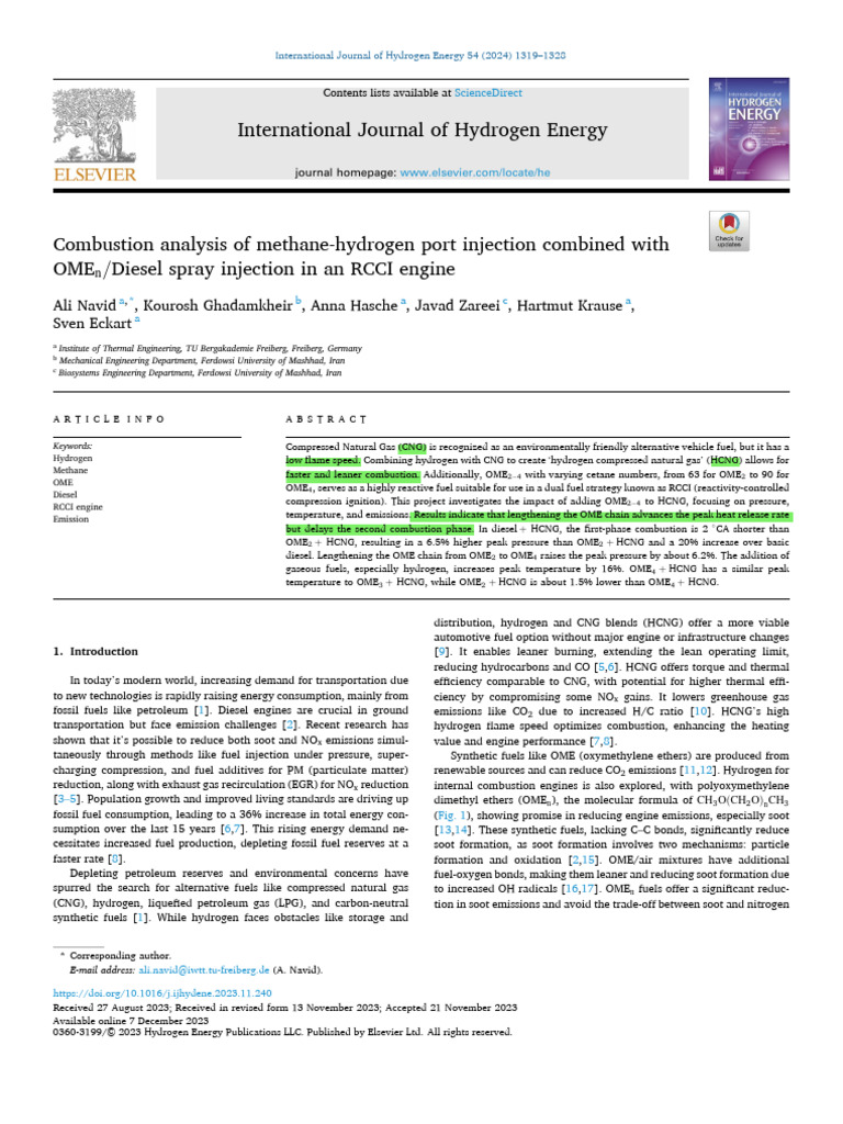 Combustion Analysis of Methane-Hydrogen Port Injection Combined With ...