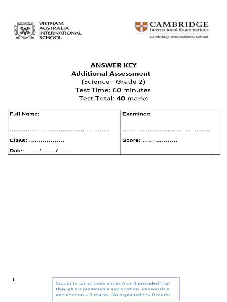 Grade 2 Science Answer Key | PDF
