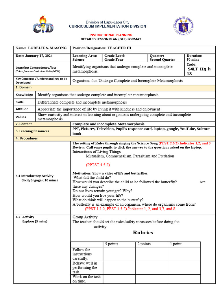 COT 3 Science | PDF | Learning | Teachers