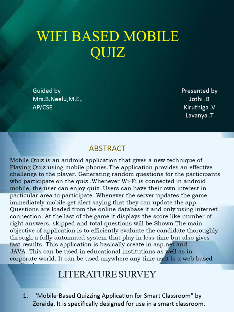 Wifi Based Quiz | PDF | Web Application | Application Software