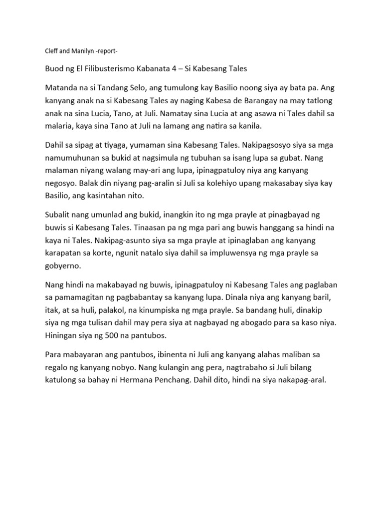 El Filibusterismo K4 Report-WPS Office | PDF