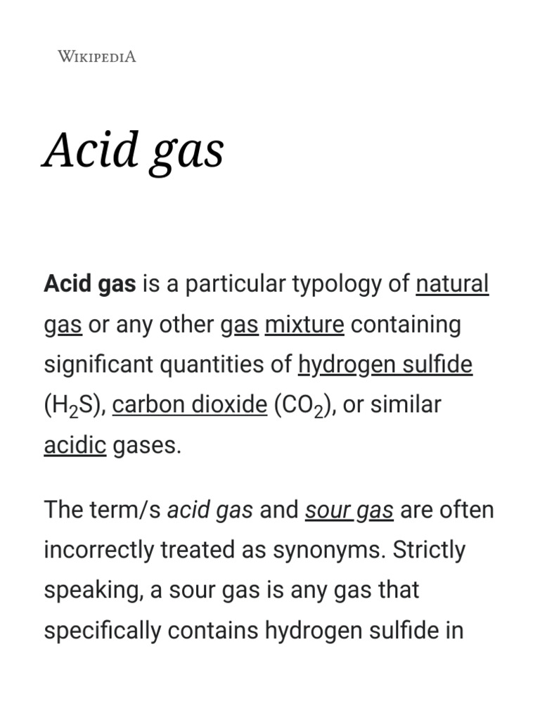 Acid Gas - Wikipedia | PDF | Home & Garden | Science & Mathematics