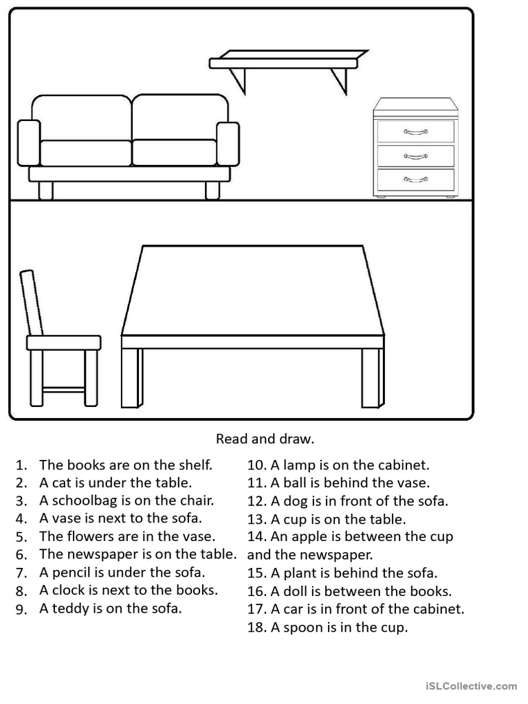 Prepositions of place drawing | PDF