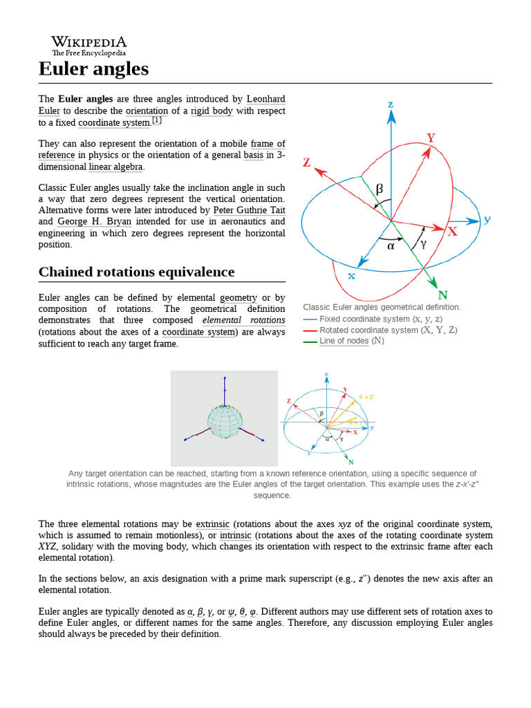 Euler Angles | PDF | Rotation | Mechanics
