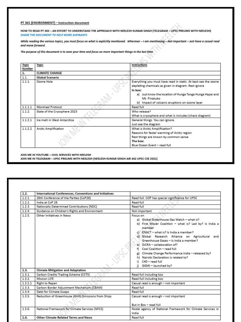 PT 365 Environment Instructions Document | PDF | Climate Change ...