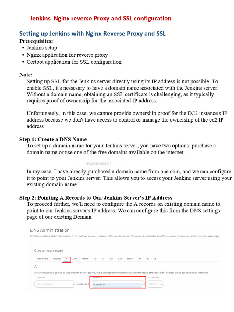 Jenkins-Tomcat-Sonar-Nexus Nginx Reverse Proxy and SSL Setup | PDF ...