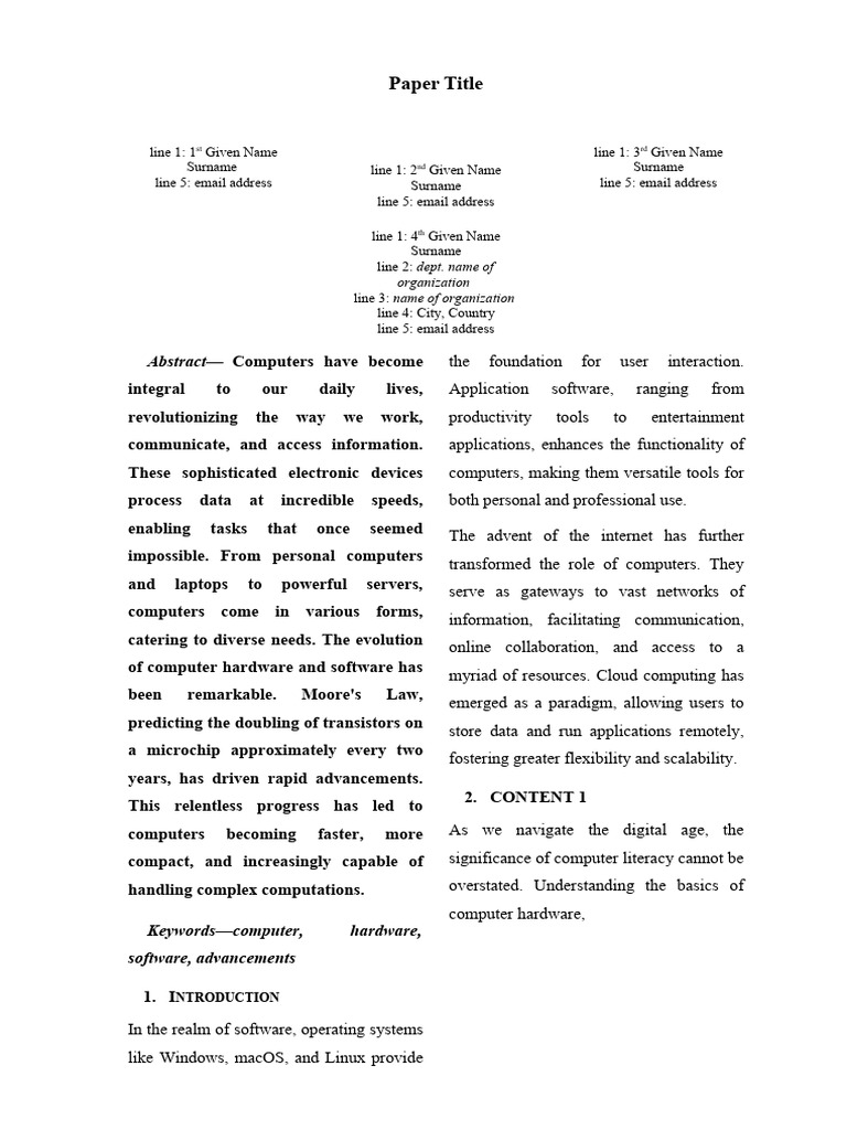 Paper Template | Download Free PDF | Computing | Software