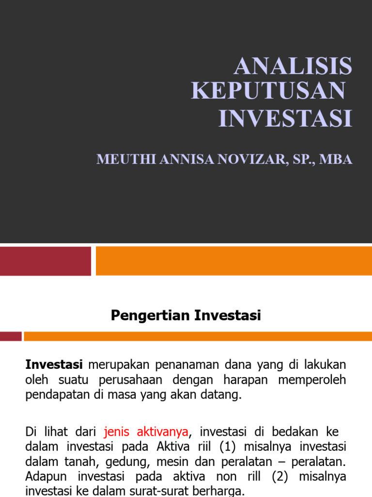 Metode Analisis Keputusan Investasi | PDF