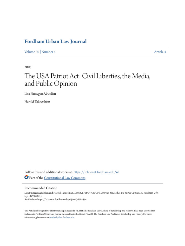 USA Patriot Act | PDF | Patriot Act | Foreign Intelligence Surveillance Act