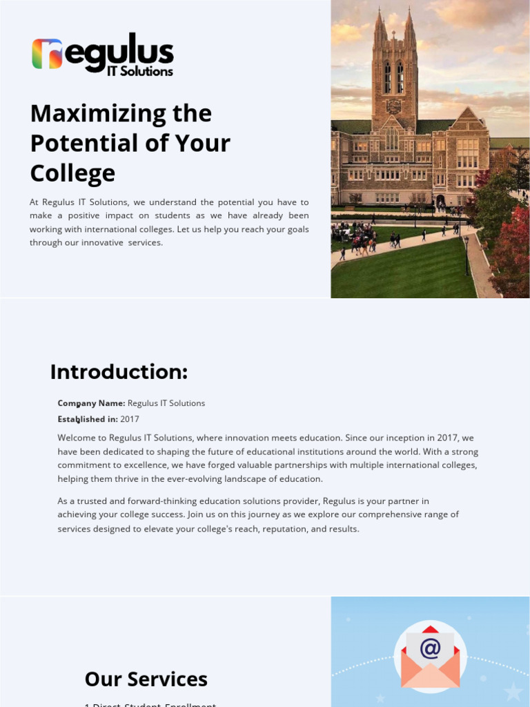 Regulus College Presentation 1 | PDF | Marketing | Human Communication