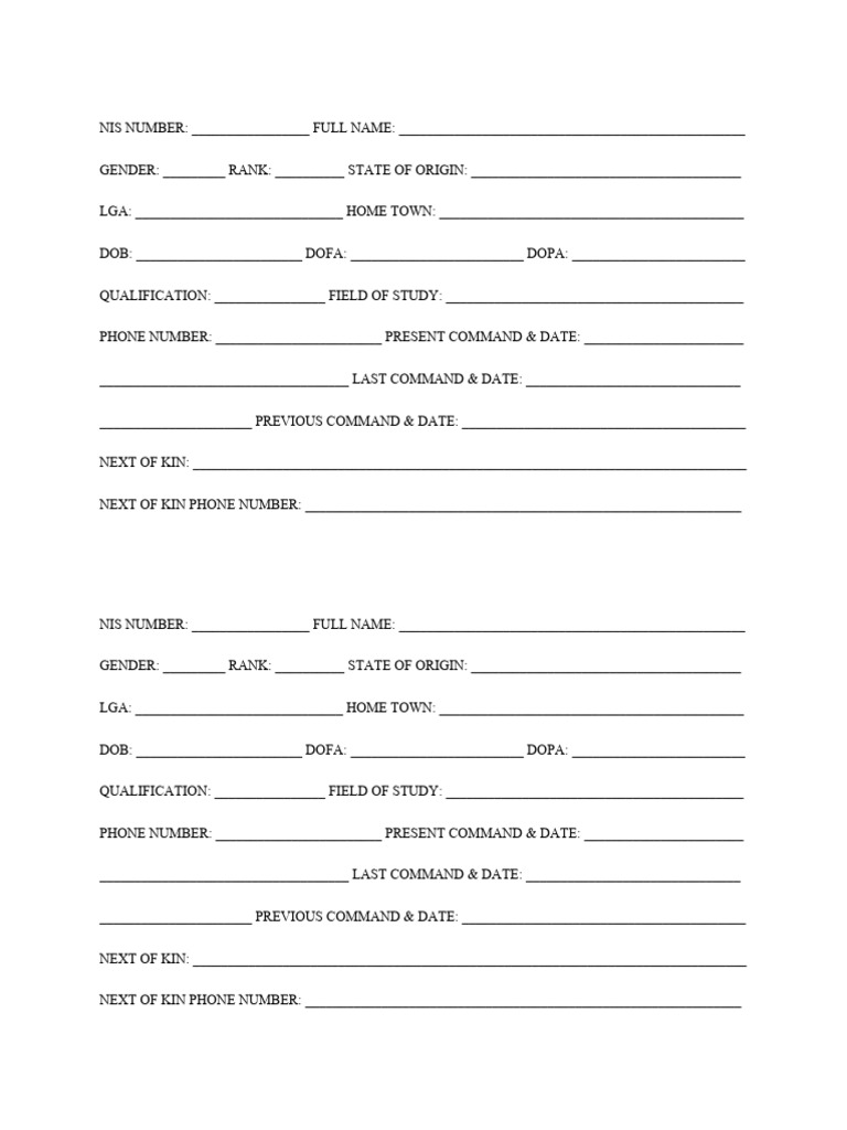 Next of Kin Form | PDF