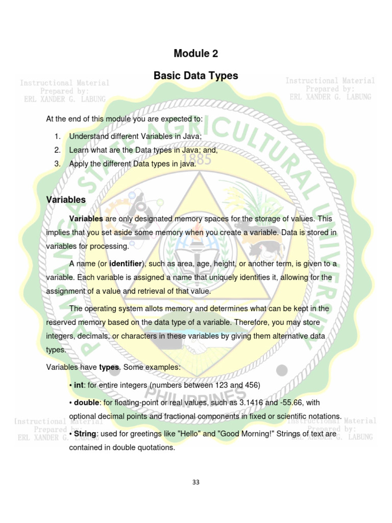 Computer Programming 1 - Unit 2 | PDF | Data Type | Integer (Computer ... Computer Programming 1 - Unit 2 | PDF | Data Type | Integer (Computer ...