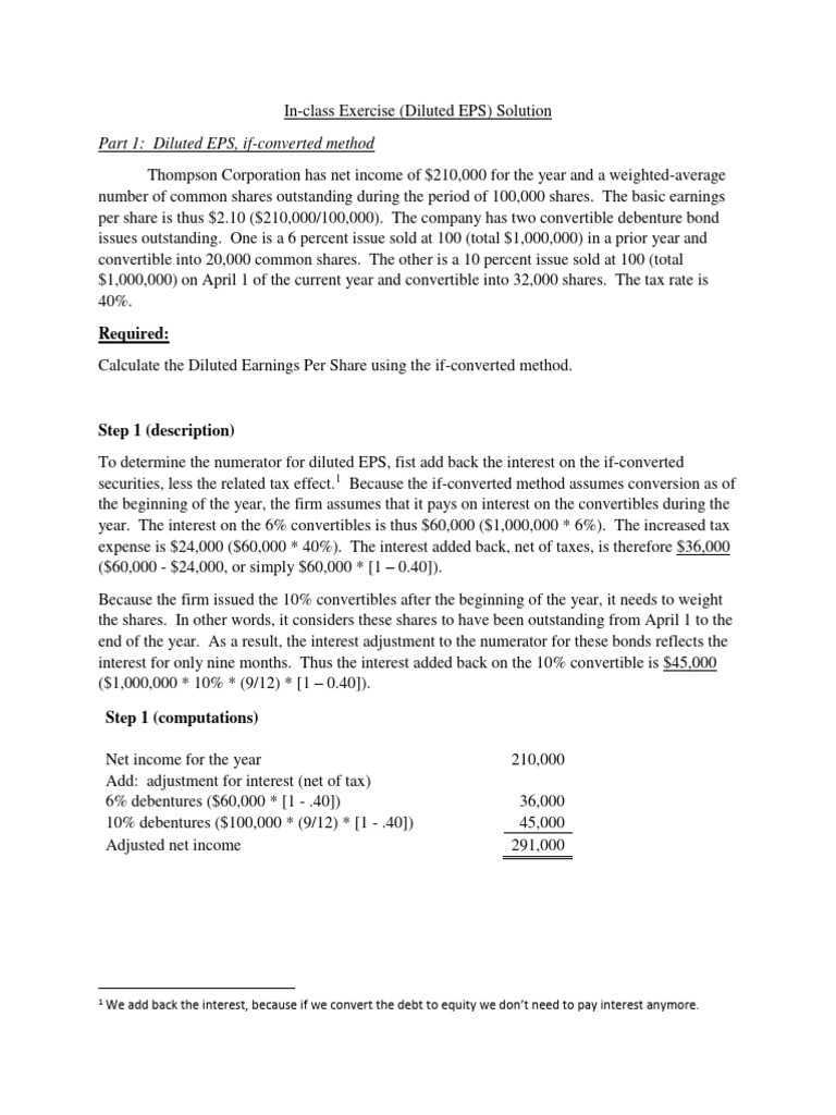 Diluted EPS Solution | PDF | Earnings Per Share | Treasury Stock