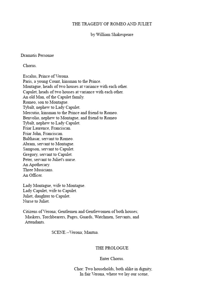 Romeo and Juliet Act 1 | PDF | Characters In Romeo And Juliet | Romeo ...