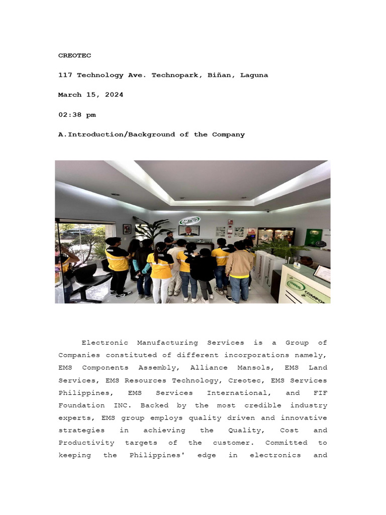 CREOTEC Narrative | PDF | Engineering