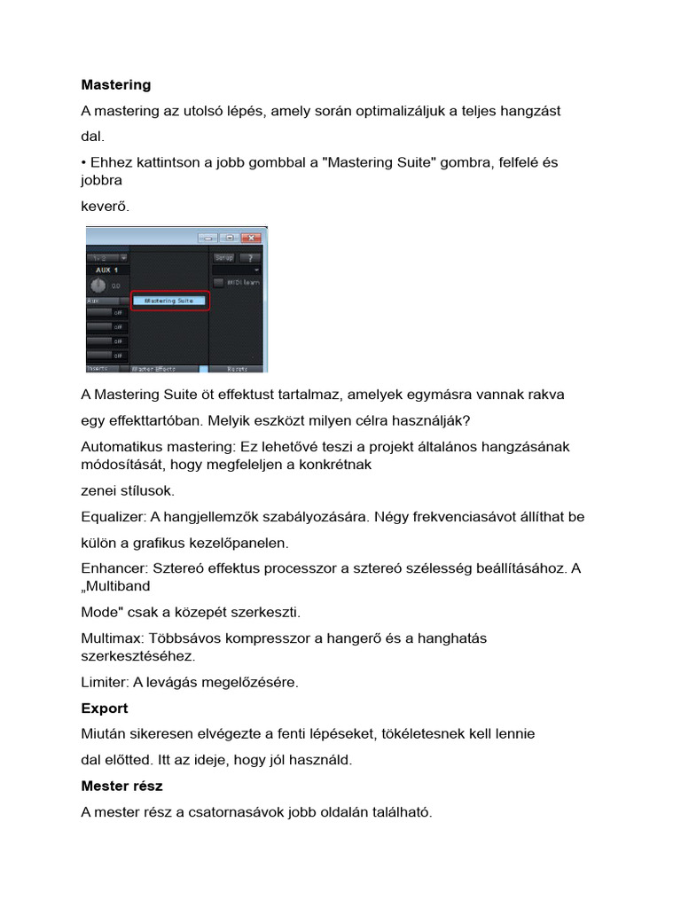 Magix Studió, Mastering | PDF